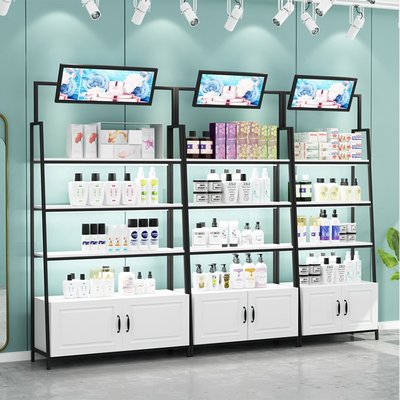Medical Cosmetic Display Rack Stand Display Wall Cabinet Gold